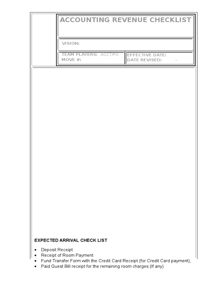 Accounting Revenue Check List | PDF