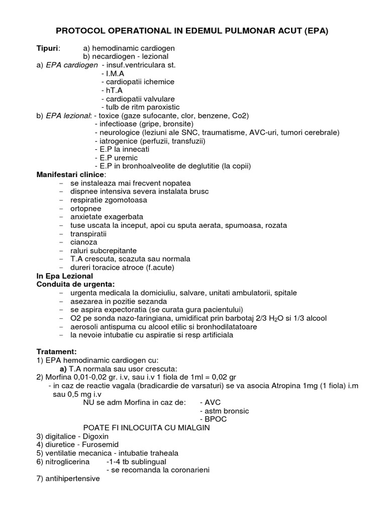 Protocol Operational in Edemul Pulmonar Acut | PDF | Science & Mathematics