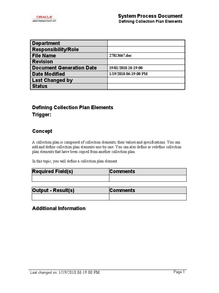 Defining Collection Plan Elements - SPD | PDF | Document | Computer Programming