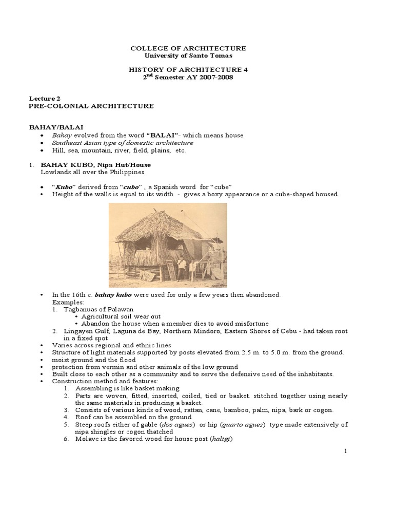 Pre-Colonial Architecture Lecture | PDF