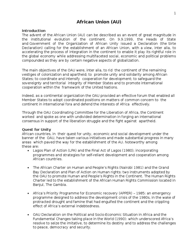 African Union | PDF | African Union | New Partnership For Africa's ...