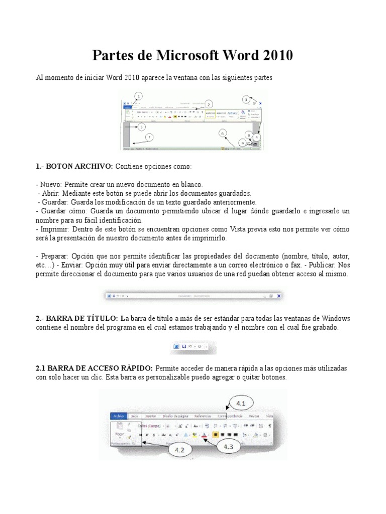 Partes de Word 2010 y sus funciones | PDF | Ventana (informática ...