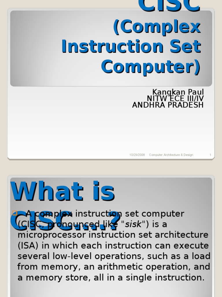 Complex Instruction Set Computer Electronic Engineering Computer Architecture
