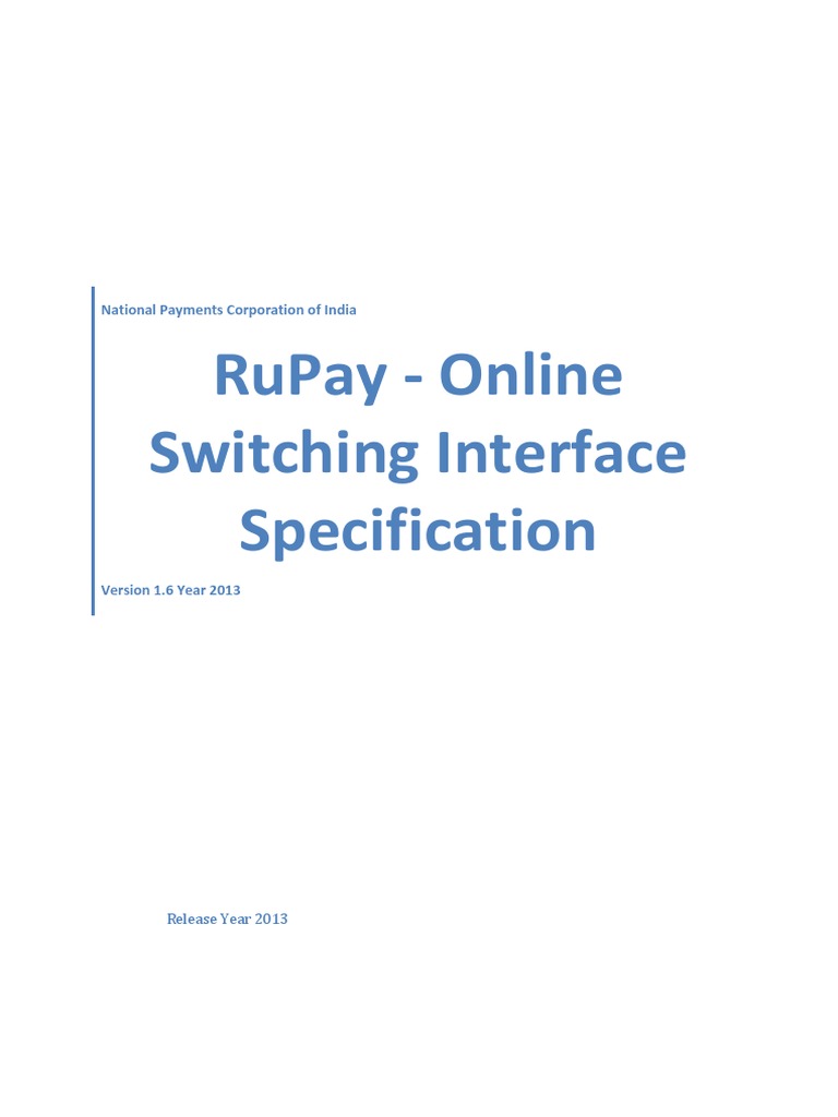 RuPay - Online Switching Interface Specification | PDF | Emv | Personal ...