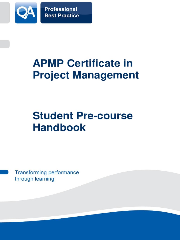 QA APMP Pre-Course Handbook v2.0 | PDF | Project Management | Risk ...