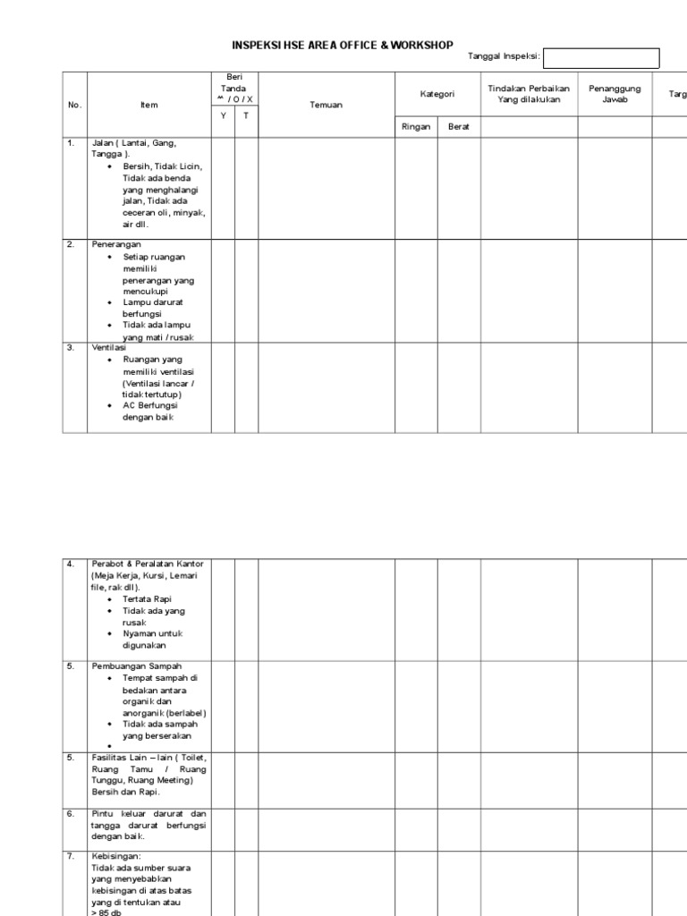 Form Inspeksi Office | PDF