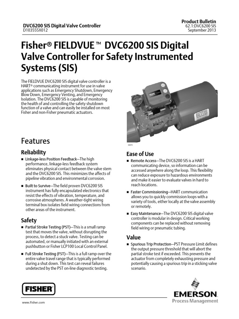 Fisheru00 FIELDVUEu00 DVC6200 SIS Digital Valve Controller for Safety ...