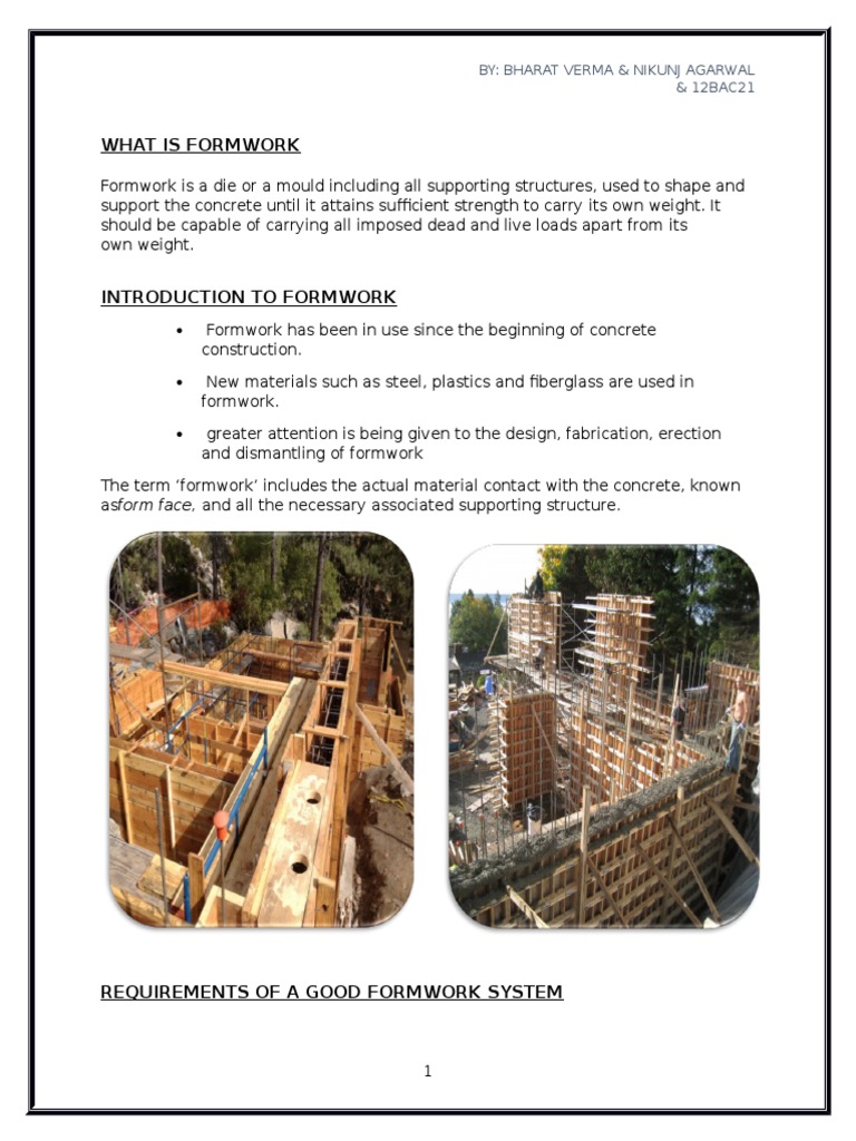 Formwork in Building Construction | PDF | Scaffolding | Concrete
