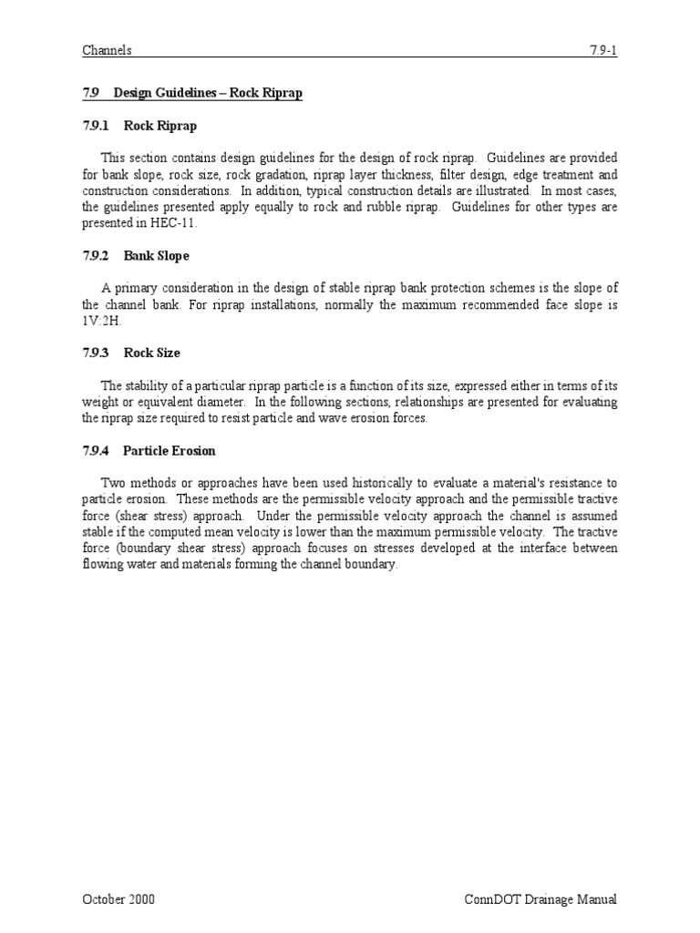 Rock Riprap Design Guidelines | PDF | Erosion | Stress (Mechanics)