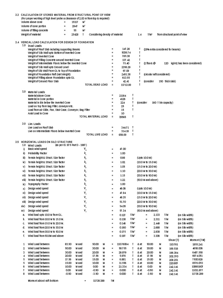 Silo Structural Load Analysis | PDF | Bending | Beam (Structure)