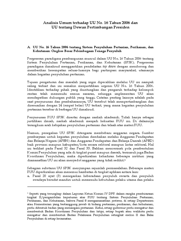 Analisis Umum Uu Sp3k Dan Uu DPP-RR | PDF