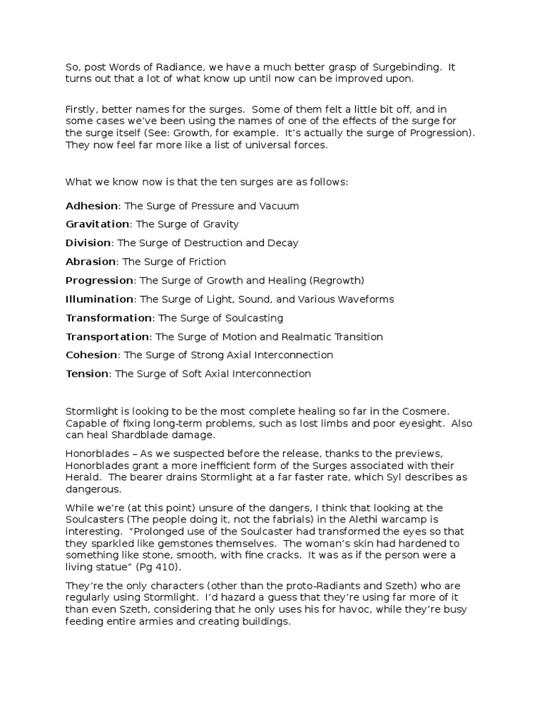 Surgebinding (WOR Spoilers) | PDF | Physics | Nature