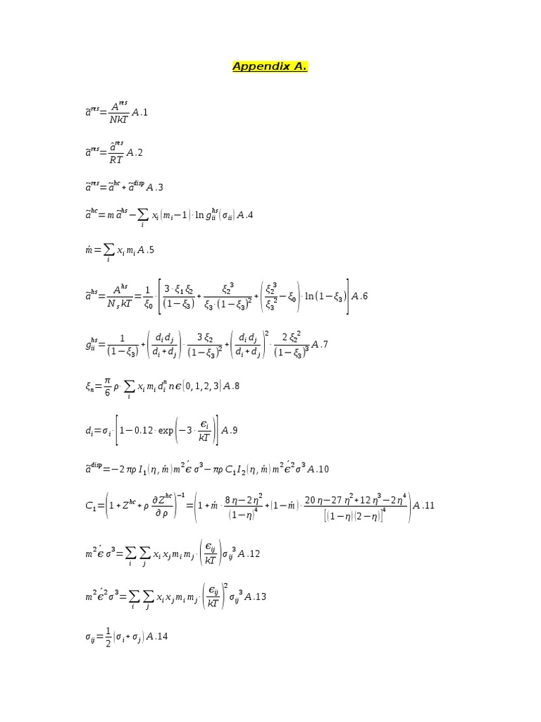 Thermodynamic Equations Appendix | PDF