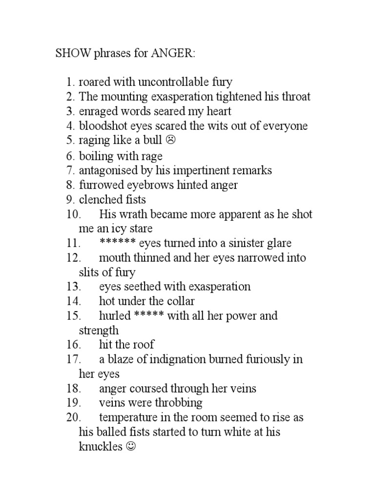 Powerful Phrases for Describing Anger | PDF | Nature