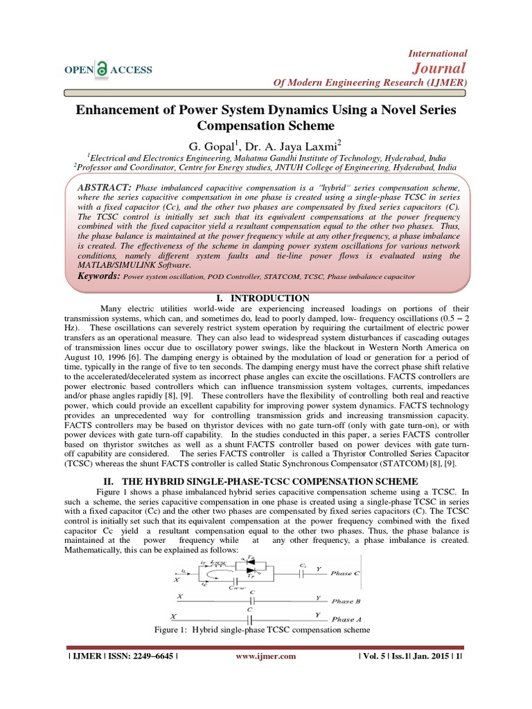 Enhancement of Power System Dynamics Using A Novel Series Compensation ...