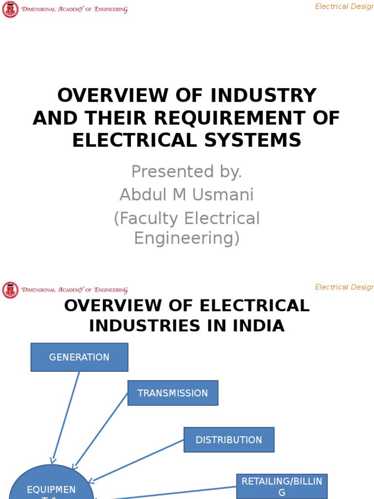 Overview of Electrical Industries and the Role of Electrical Engineers ...