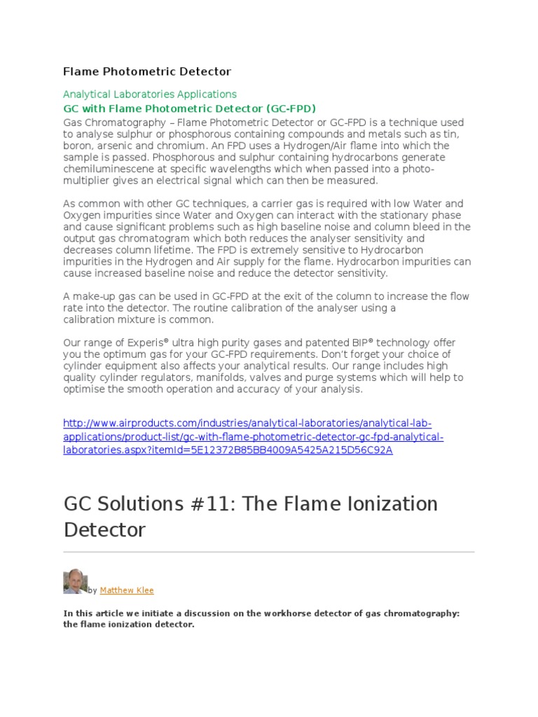 Flame Ionization Detector | PDF | Gas Chromatography | Combustion