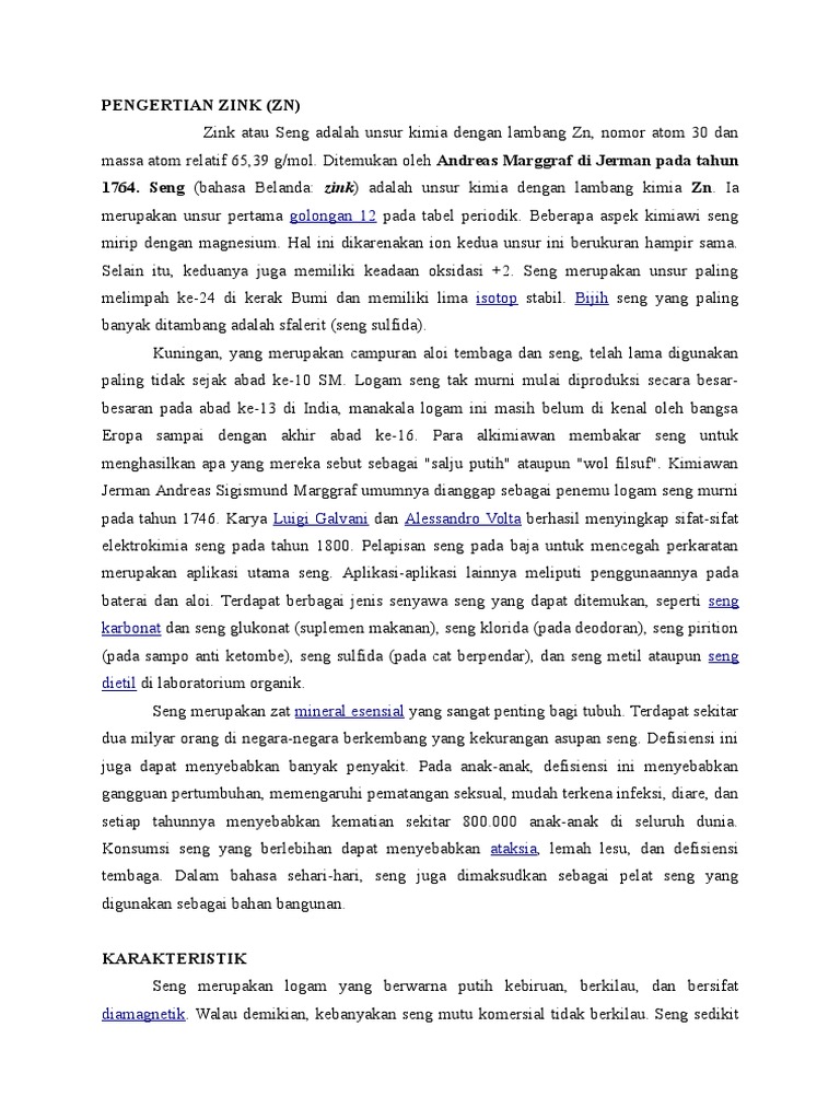 Pengertian Zink | PDF