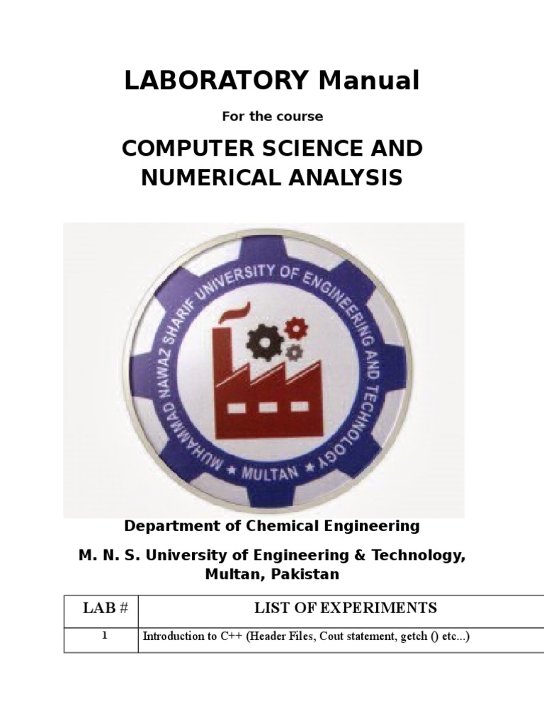 LABORATORY Manual Numerical Analysis | PDF | Matrix (Mathematics) | Eigenvalues And Eigenvectors