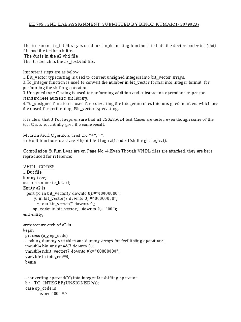VHDL Lab Assignment Guide | PDF | Vhdl | Software Development
