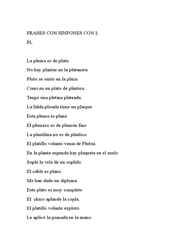 Frases Con Sinfones Con L | PDF