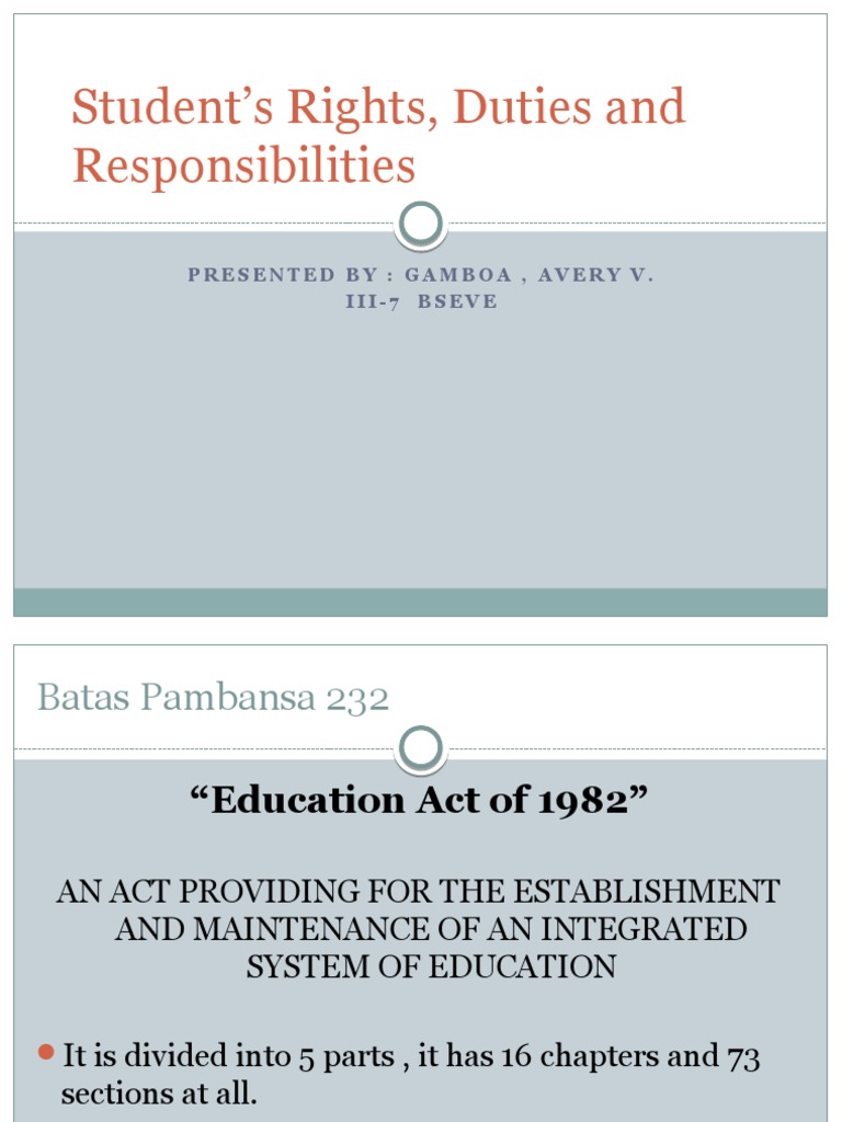 Student's Rights, Duties and Responsibilities | PDF | Employment | U.S ...
