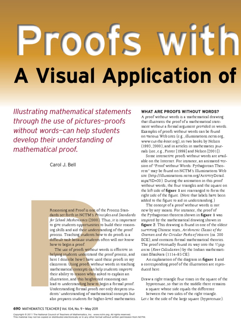 Proofs Without Words - Carol J. Bell PDF | PDF | Mathematical Proof ...