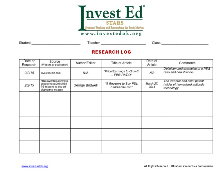 Research Log for Investment Analysis | PDF | Computers