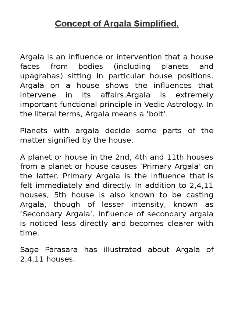 Concept of Argala Simplified. | PDF | Esoteric Cosmology | Astrology