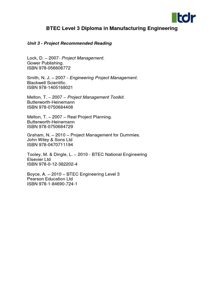 BTEC Level 3 Engineering Unit 3 Reading | PDF | Art | Technology ...