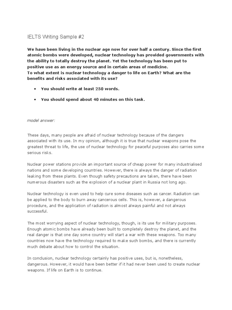 IELTS Writing Sample2 - Nuclear Technology | PDF