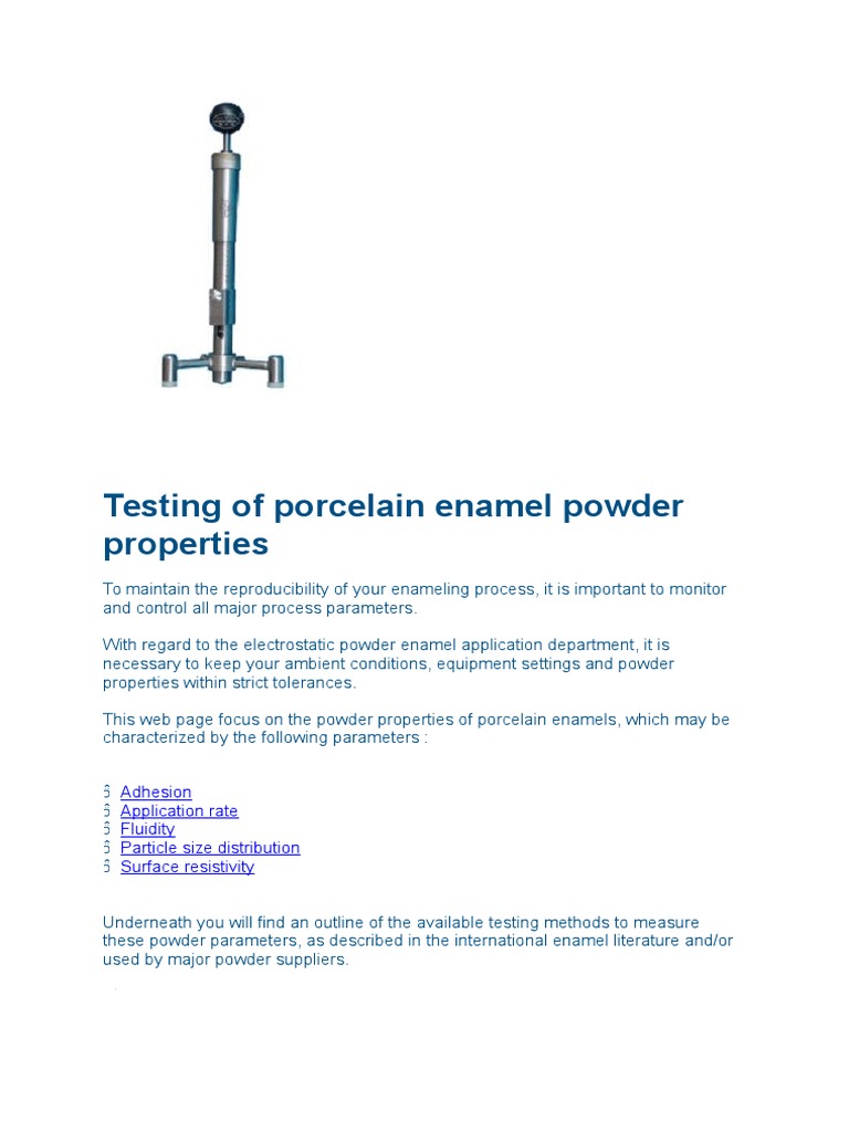 Testing of Porcelain Enamel Powder Properties | PDF | Vitreous Enamel ...