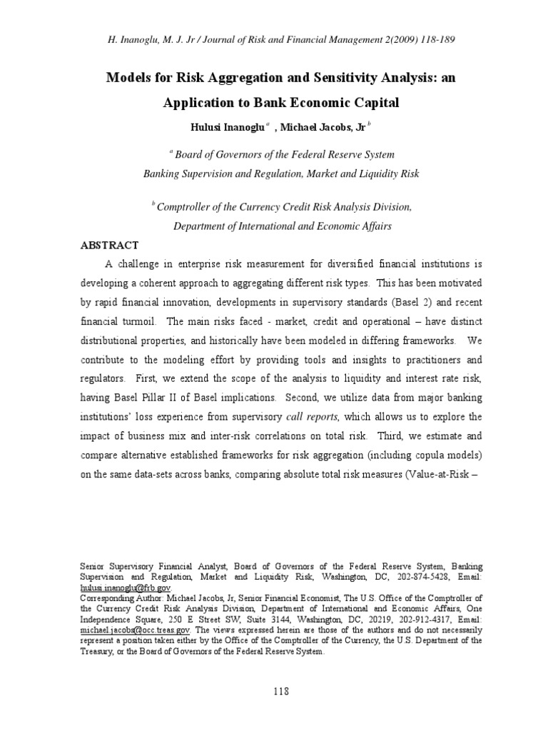 Risk Aggregation1 | PDF | Value At Risk | Null Hypothesis