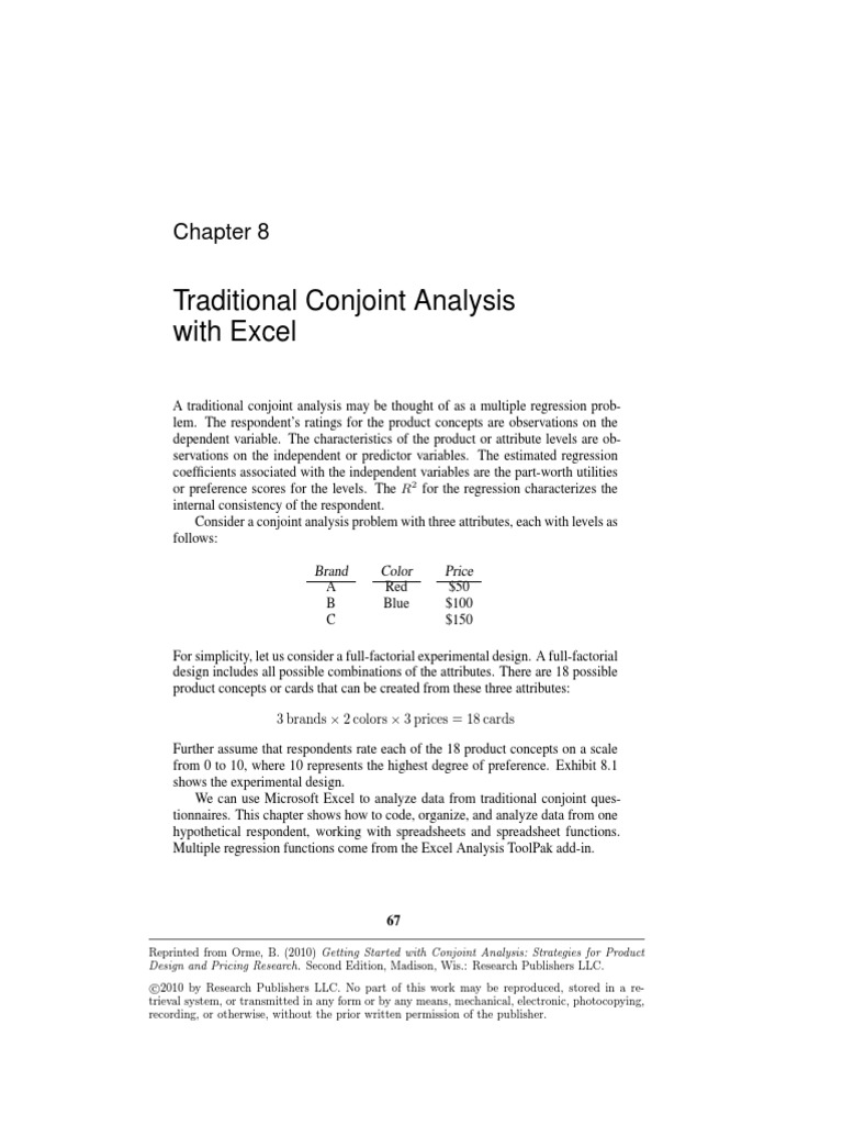 Traditional Conjoint Analysis With Excel Download Free Pdf Errors And Residuals Regression