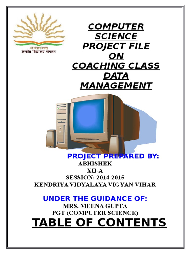 Computer Science Project File | PDF | Office Equipment | Computing Computer Science Project File | PDF | Office Equipment | Computing