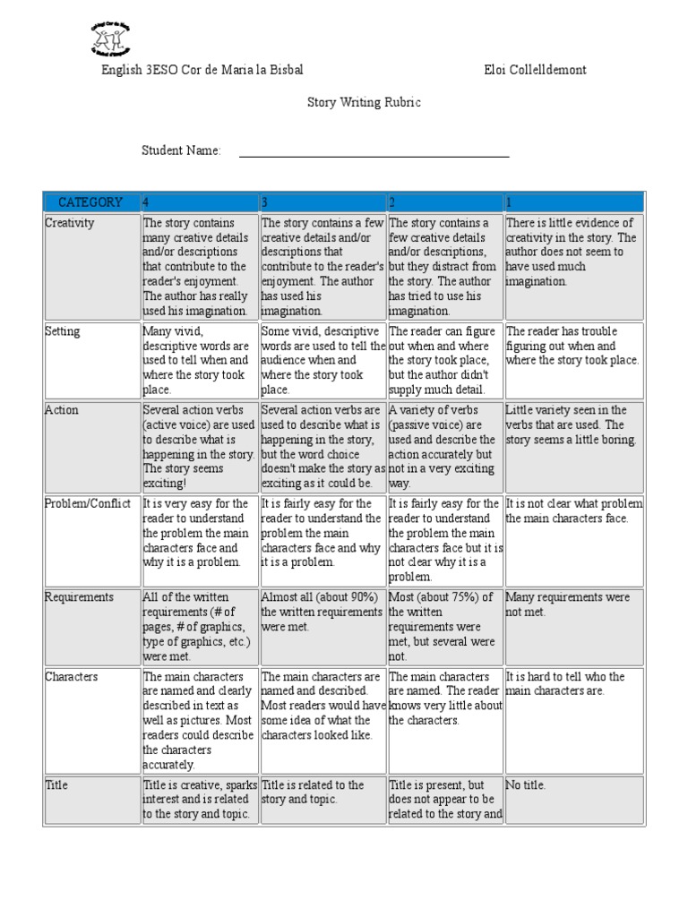 English 3ESO Cor de Maria La Bisbal Eloi Collelldemont Story Writing ...