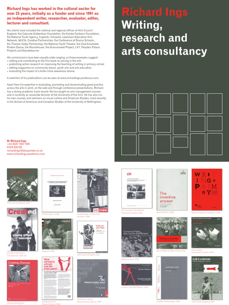 Richard Ings Has Worked in The Cultural | PDF | England | University