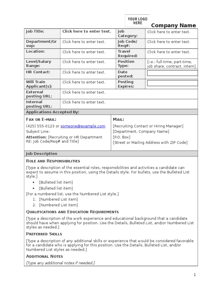 Job Posting Template for Recruitment | PDF | Business | Computers
