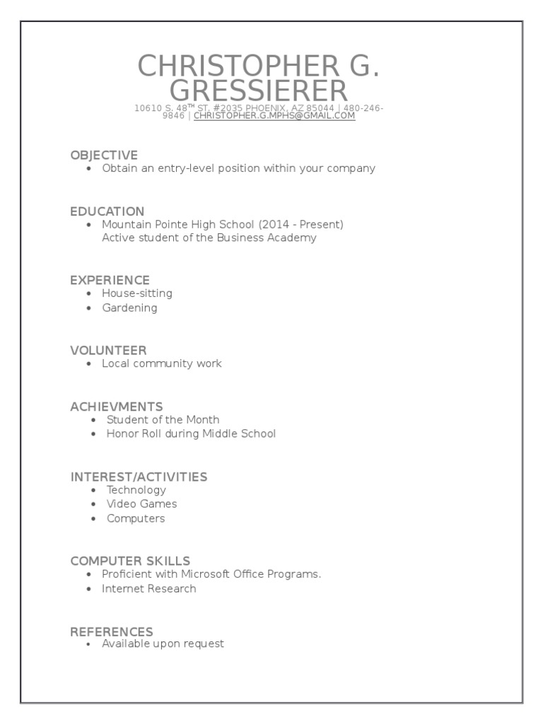 Entry-Level Resume for Christopher G. | PDF | Career & Growth