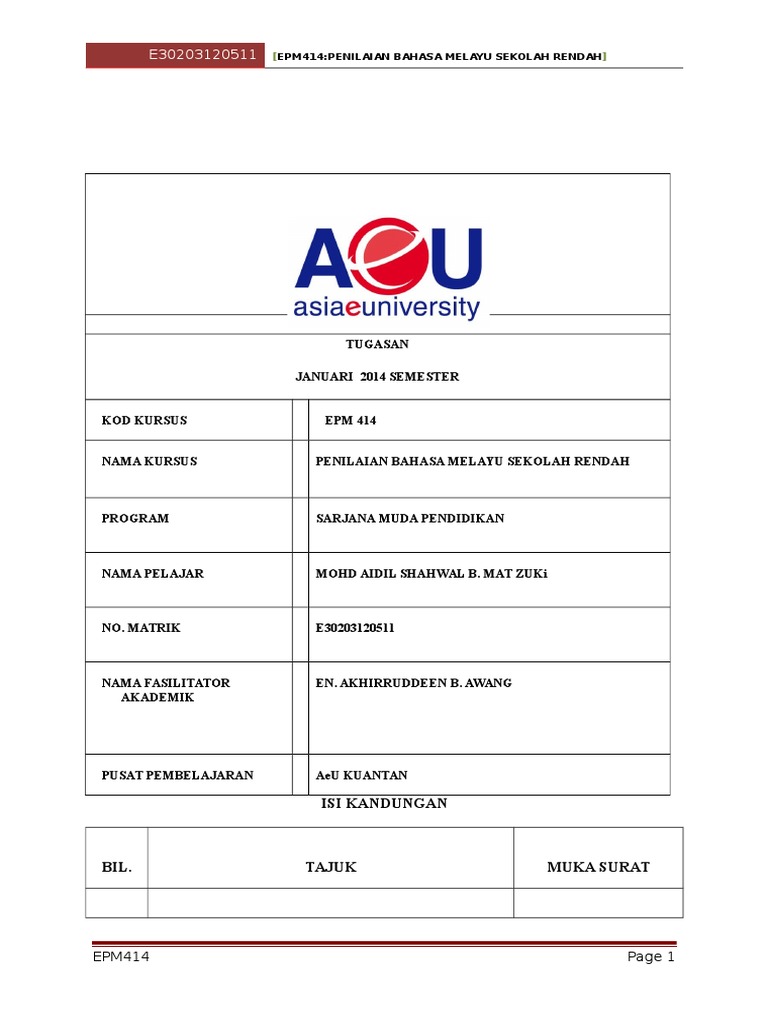 Epm414 Mohd Aidil Shahwal B. Mat Zuki E30203120511 | PDF