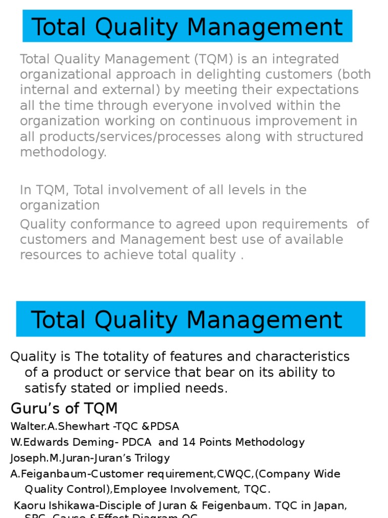 TQM Module 1 | Quality (Business) | Quality Management