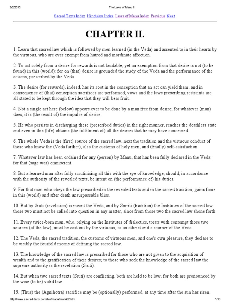 The Laws of Manu II: Rituals, Duties and Sacraments for Twice-Born ...