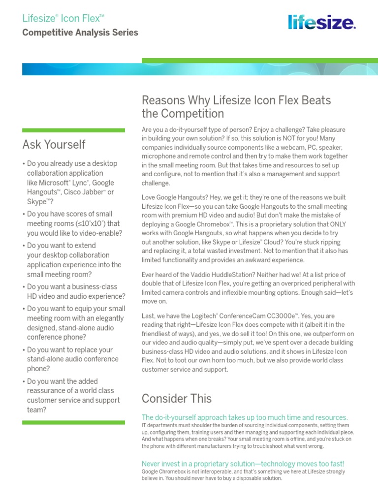 Lifesize Icon Flex Competitive | PDF | Media Technology | Digital ...