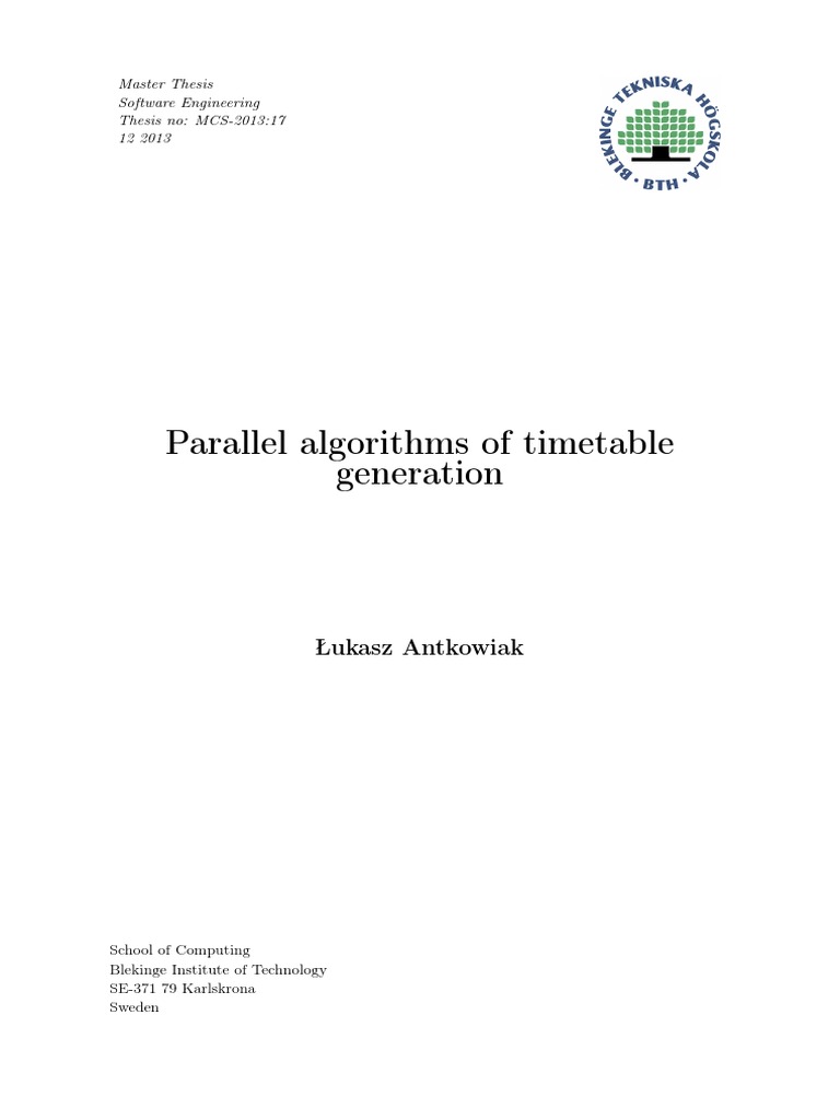 Parallel Algorithms of Timetable Generation | PDF | Metaheuristic | Genetic Algorithm
