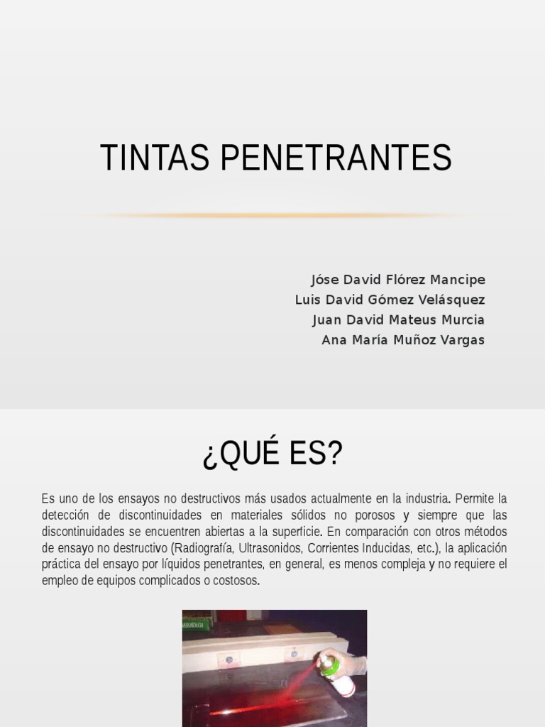 Tintas Penetrantes | PDF | Pruebas no destructivas | Solvente