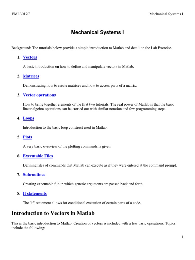 Matlab Tutorial - Short | PDF | Matrix (Mathematics) | Matlab Matlab Tutorial - Short | PDF | Matrix (Mathematics) | Matlab