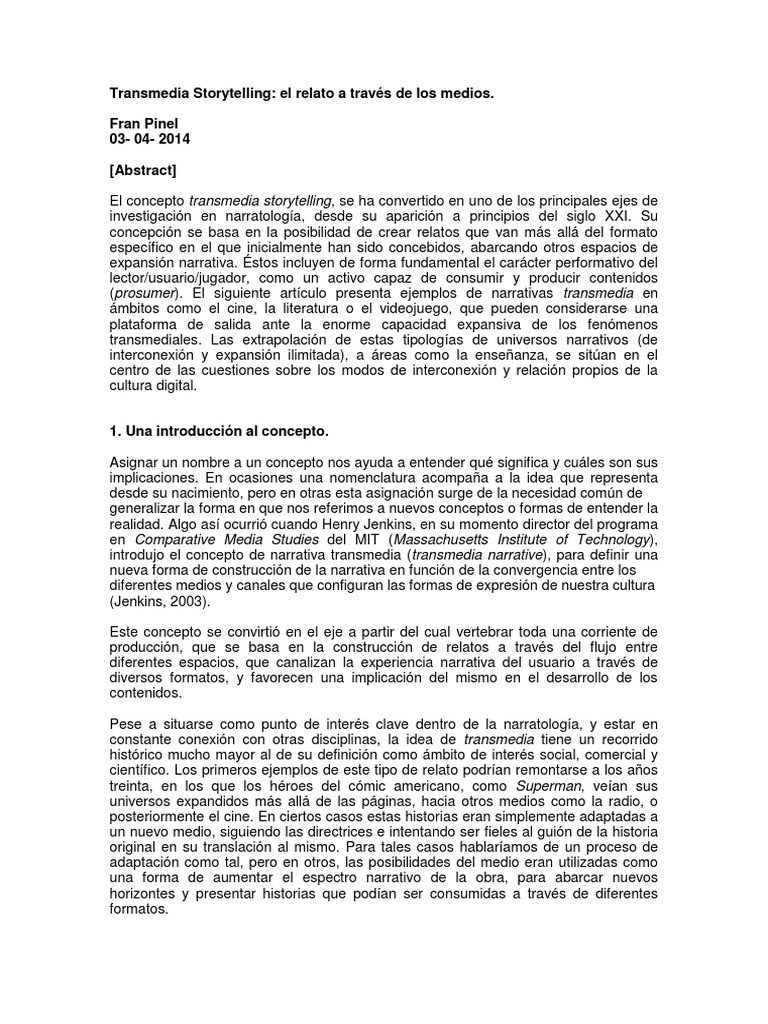 Narrativa Transmedia: Conceptos y Ejemplos | PDF | Guerra de las ...