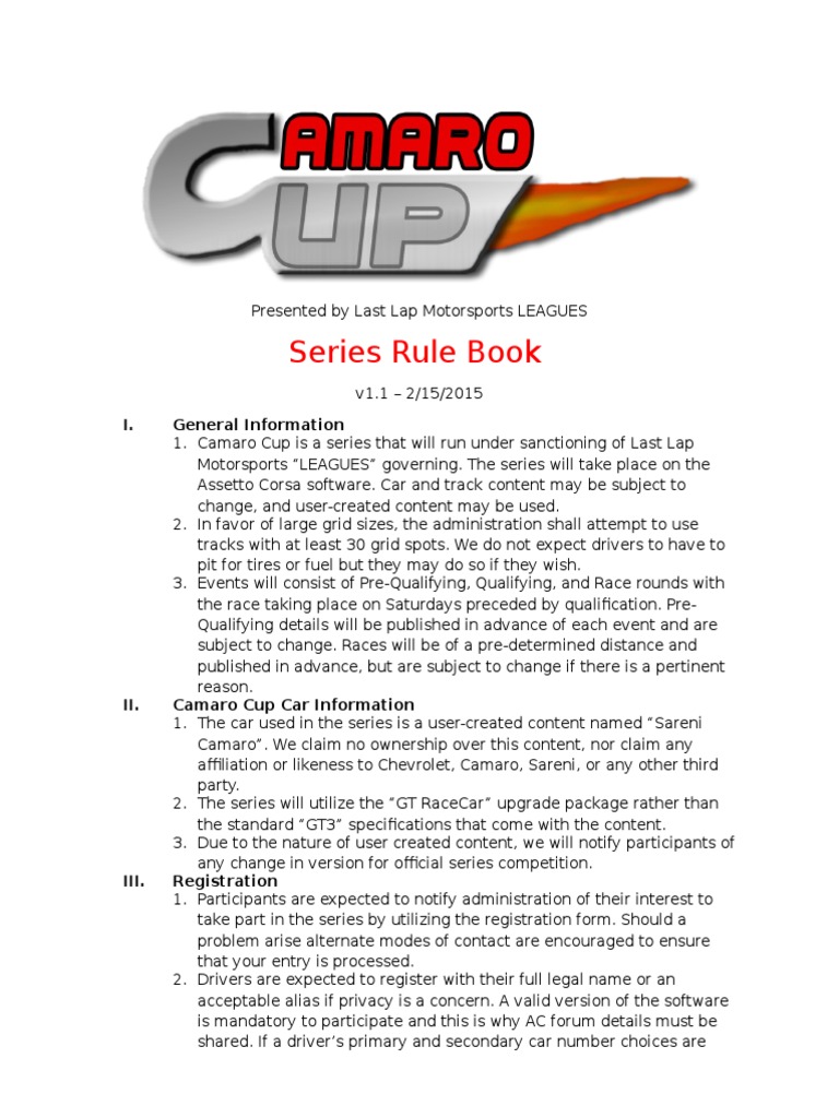 Series Rule Book: I. General Information | PDF | Auto Racing | Motorsport