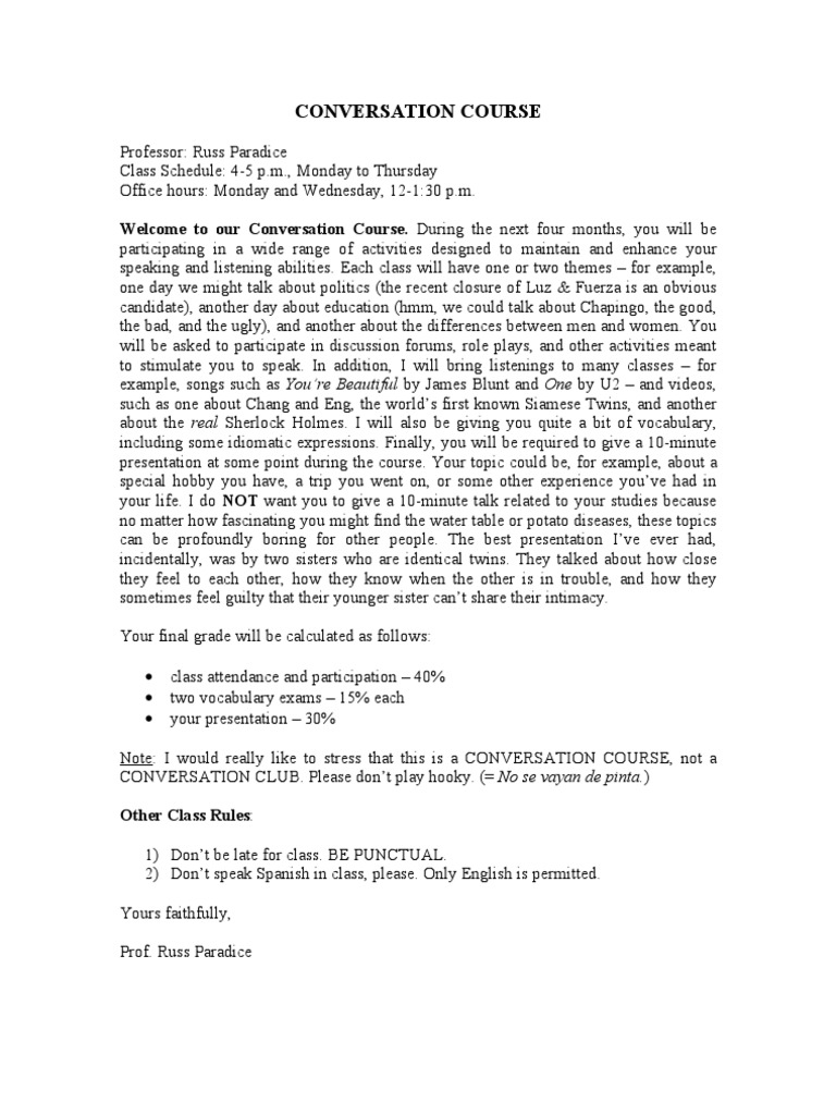 Conversation Course | PDF