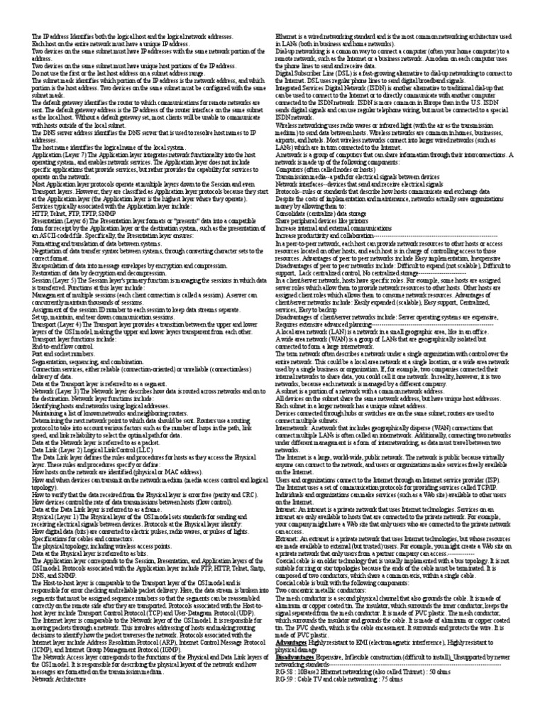 Cheat Sheet | PDF | Osi Model | Computer Network